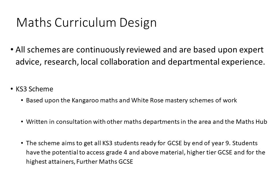 Maths At KS3 Imberhorne School Maths At KS3 Imberhorne School